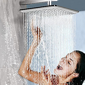 High Pressure Rain Shower Head: Abujia 9 Inch Luxury Large Square Rainfall shower heads, Adjustable Wall Mounted and Ceiling Mounted Fixed High Flow Waterfall showerhead for Bathroom