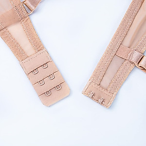 varsmiss Women Sheer Mesh Transparent Unlined Bra Sexy Wireless Underwear(VD308TS-Black+Beige-S