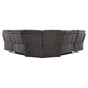 Pemberly Row Traditional 3-PC Chenille Consoles Reclining Sectional in Chocolate