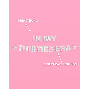 xo, Fetti In My Thirties Era Banner 5 Ft, Iridescent | 30th Birthday Party Decoration, Bday Photo Booth Backdrop, Silver HBD Sign Supplies