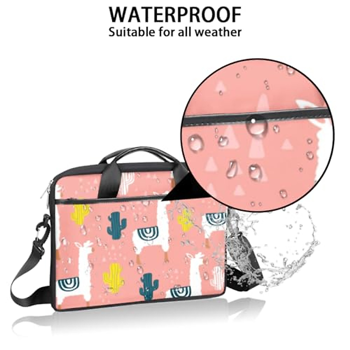 Lama Cactus Laptop Computer Bag Waterproof Shoulder Messenger Bag 13-15 inch Durable Laptop Tote Bag with Shoulder Strap Handle Lightweight Crossbody Briefcase