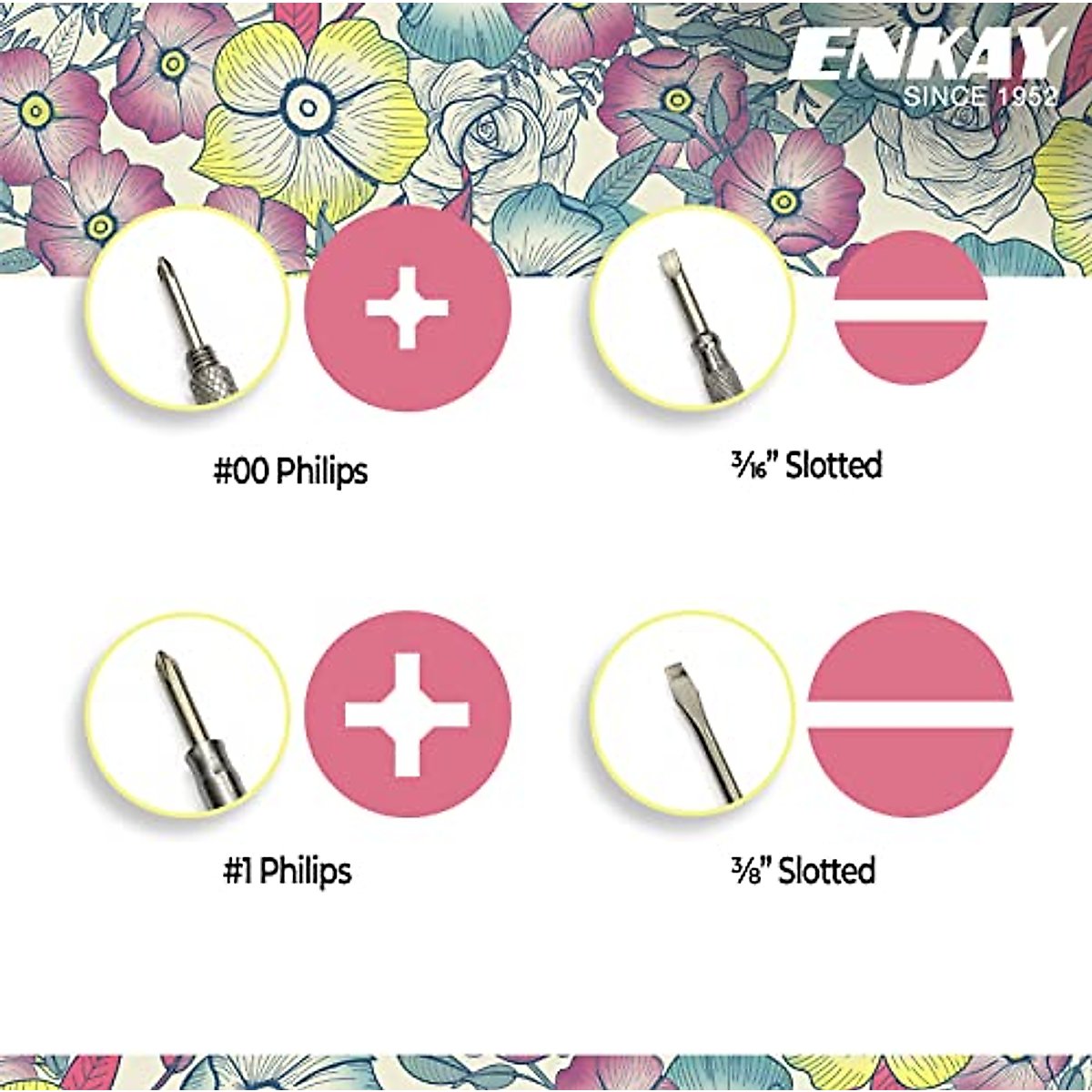 ENKAY - 6 in 1 Floral Hammer and Screwdriver, Multifunction Claw Hammer Tool with Flower Print (Pattern 3)