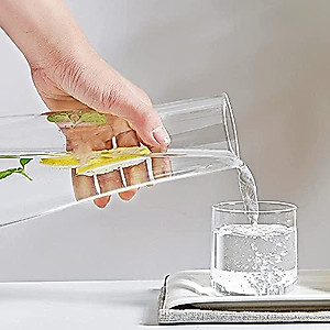 ZILJJ Clear Bedside Water Carafe Set with Tumbler Glass for Bedroom, Bedside Night Water Carafe Set with Glass, Mouthwash Decanter for Bathroom, Water Carafe with Cup for Nightstand (30 oz/850ml)