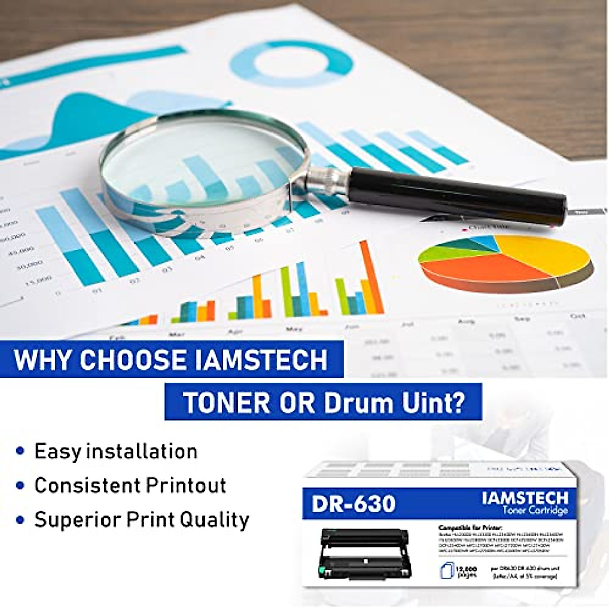 iamstech DR630 DR-630 Drum Unit 2-Pack Replacement for Brother MFC-L2700DW HL-L2300D HL-L2340DW HL-L2380DW MFC-L2740DW DCP-L2540DW HL-L2305W HL-L2360DW Printer Black