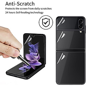 Galaxy Z Flip 3 Screen Protector, with Outer + Inner Soft Film + Back Cover TPU Flexible Screen Protector,[1SET 5PCS] HD Full Covered, No Bubble Hydrogel Screen Protector for Samsung Z Flip 3