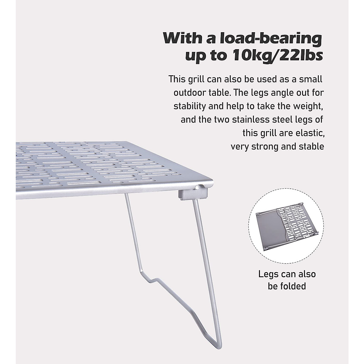 Boundless Voyage Titanium Folding Campfire Grill Portable Outdoor Camping Barbecue Grill Grate with Legs