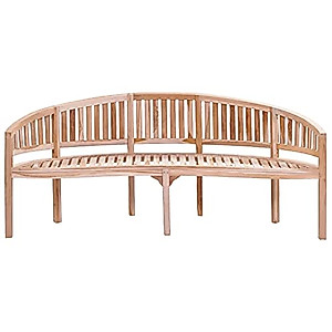 vidaXL Solid Teak Wood Banana Bench Garden Outdoor Patio Balcony Backyard Terrace Living Room Seat Lounge Seating Wooden Home 78.7"