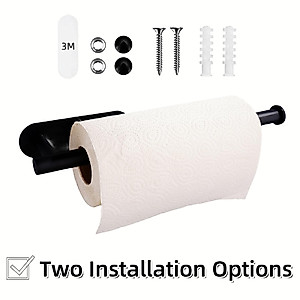 Prlsca Towel Holder Under Cabinet for Kitchen,Self Adhesive Paper Towel Holder Wall Mount,No Drilling, SUS304 Stainless Steel,Rustproof Paper Towel Holder for Bathroom（Black）