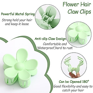 6PCS Flower Hair Clips, Matte Claw Clips for Women Girls, Flower Clips for Thick Thin Hair, Strong Hold Cute Claw Clips for Valentine's Day Gifts