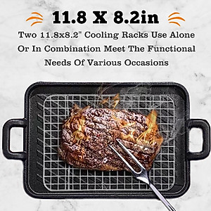 KORCCI Cooling Rack For Baking 2pc- 8.2x11.8", Baking Racks, Stainless Steel Grid Wire Cookie Rack for Cooking, Baking, Roasting, Grilling, Drying, Oven-Safe, Dishwasher-Safe, Heavy Duty,