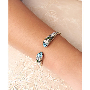 DEVATA Sterling Silver 925 and 18K Gold with Citrine and Peridot Bali Filigree Cuff Bracelet DHK3586CT (Size M)