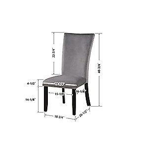 Homsof 7-Piece Set with 1 Faux Marble Dining Rectangular Table and 6 Upholstered-Seat Chairs, Gray+White 3