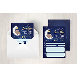 Your Main Event Prints Moon Bear Baby Shower Invites, 20 Count, 5x7, Blue, Premium Heavy-weight Card Stock