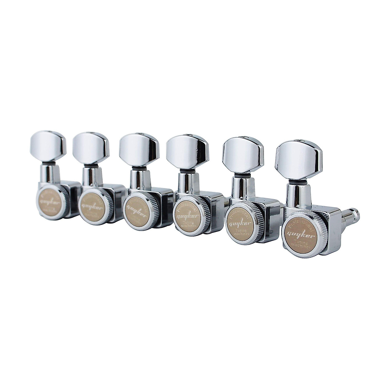 Guyker 6 In-line Guitar Locking Tuners – 1:18 Locking Tuning Key Pegs Tuners – Chrome