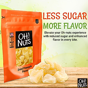 Oh! Nuts Dried Pineapple Chunks - 1.5lb Bulk Bag | Fresh Sweet Dehydrated Tropical Fruit Bites for Snacking & Baking | Low in Sugar, Sodium & Cholesterol | High in Fiber & Antioxidants, Dairy Free…