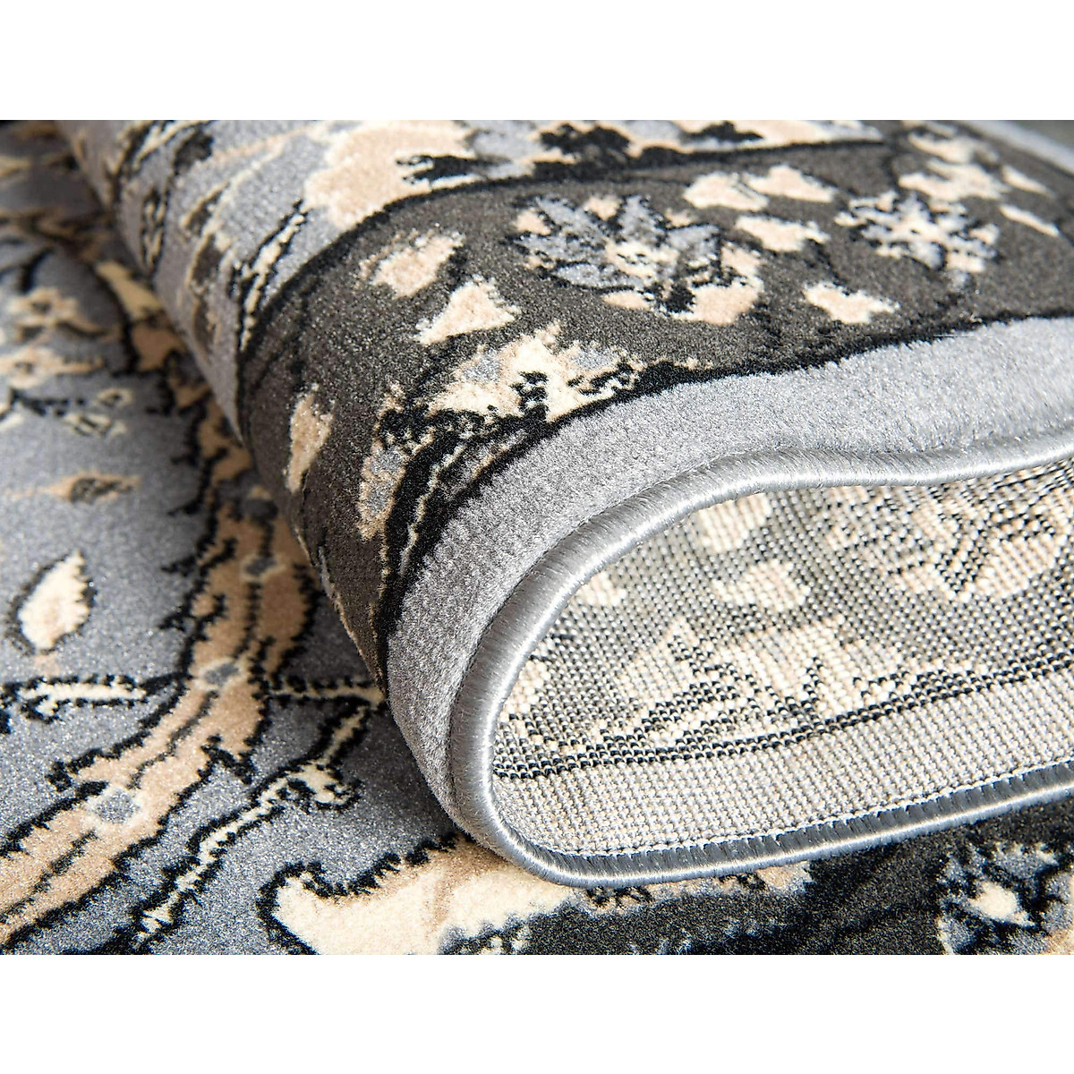 Unique Loom Espahan Collection Area Rug - Cape Cod (8'x 10' Rectangle, Dark Gray/ Black)