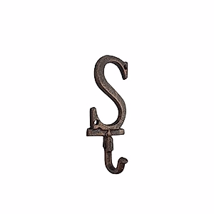 Handcrafted Nautical Decor Rustic Copper Cast Iron Letter S Alphabet Wall Hook 6"