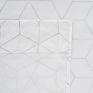 Deconovo Volie White Sheer Curtains Linen Look Diamond Window Panels Set of 2 for Bedroom, 52 x 63 Inch, Silver