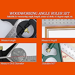Combination Square, High Precision Universal Bevel, for Outer Angles Protractor Ruler Set Inner Angles Angle Finder