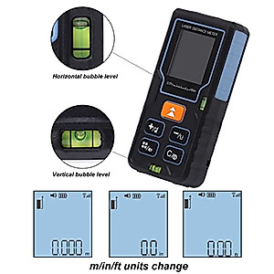 Laser Measurement Tool 196ft/60m Laser Tape Measure Laser Distance Measure Laser Measuring Tape Laser Distance Meter Laser Measuring Device Range Finder Digital Tape Measure with Laser