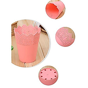 5 Pack 5.5" High Plastic Planters,Storage Bins,Planter Nursery Pots,Indoor Planter Flower Pots,Succulent/Plant Pot or Make Up Pencil Holder Pierced Flower Wedding Candle Decor Home Decor (White)