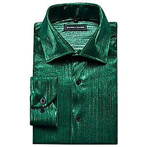 Barry.Wang Shirts for Men Fancy Long Sleeve Dress Shirt Shiny Button Sequin Regular Fitted Shirts