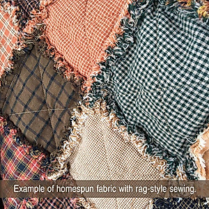 Nutmeg Brown Cotton Homespun Plaid Fabric by JCS - Sold by The Yard