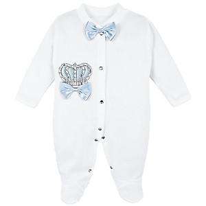 Lilax Baby Boy Jewels Crown Tuxedo Outfit Layette 5 Piece Gift Set 0-3 Months Blue