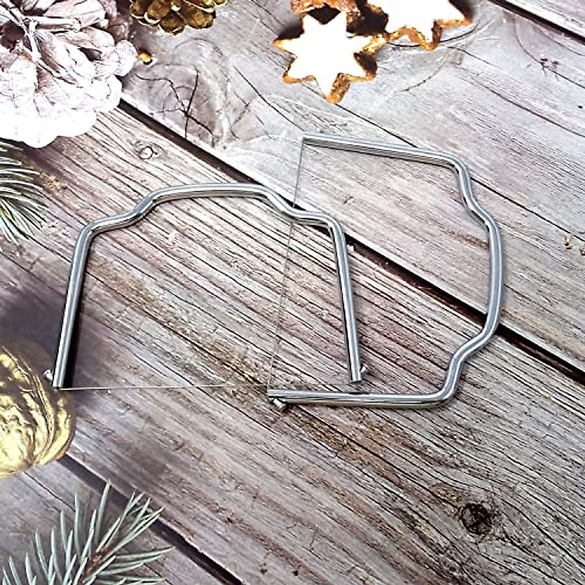 HONBAY 2PCS Stainless Steel Butter Cheese Wire Cutters Slicers Knives for Kitchen (perfect for soft cheese)