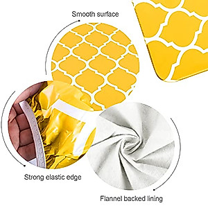 Ruisita 3 Pieces 72 Inches Plastic Picnic Table and Bench Fitted Tablecloth Cover Garden Bench Tablecloth Long Chair Covers Set for Picnics Indoor and Outdoor Dining, Yellow