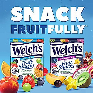 Welch's Fruit Snacks, Mixed Fruit & Superfruit Bulk Variety Pack, Gluten Free, 0.8 oz Individual Single Serve Bags (Pack of 60)