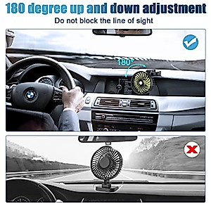 Car Fan 12V Electric Cooling Fan : 360 Degree Rotatable Fan for Car Cooling Air Circulator Fan Powered by Cigarette Lighter Strong Wind, Dashboard Portable Fan for SUV RV Boat Auto Vehicles or Home