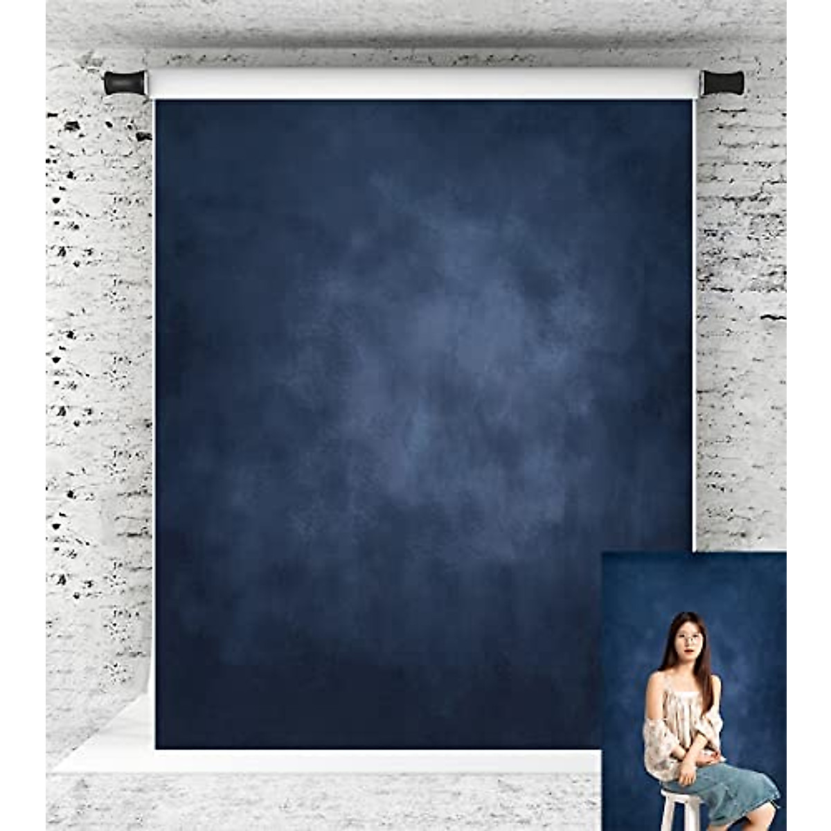 Kate 5x7ft Dark Blue Abstract Backdrops Microfiber Dark Blue Portrait Background for Photoshoot, for Photography, for Birthday