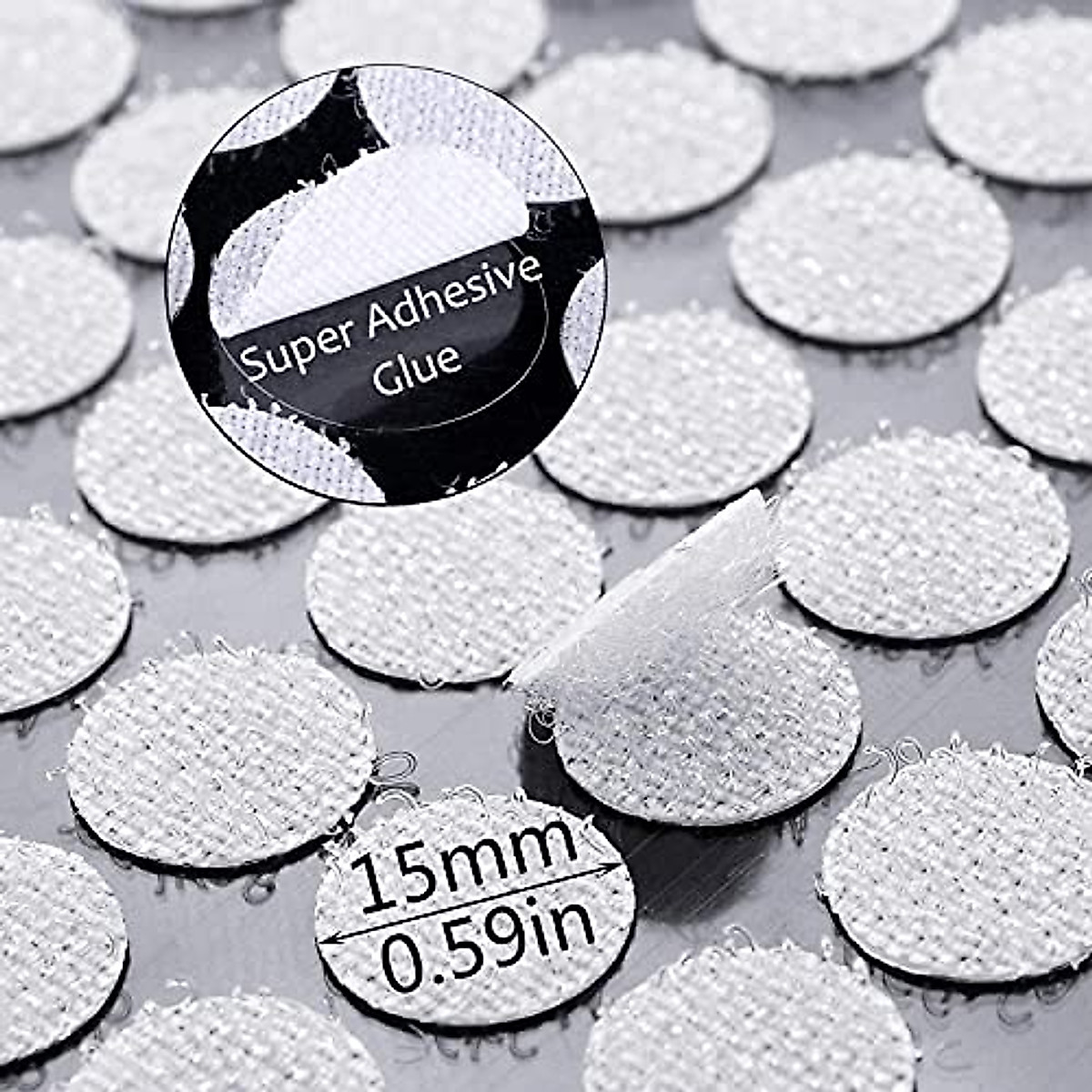 Adhoklop 1248 Pcs (624 Pairs) Dots with Adhesive 0.59 Inch Diameter Hook and Loop Nylon Sticky Back Coins, Adhesive Strips Fastener Round Tapes for School Classroom Teacher Supplies (White)