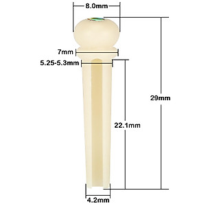 Blisstime 6pcs Unbleached Guitar Bone Bridge Pins Natural Bone Color Replacement Parts with Abalone Dot