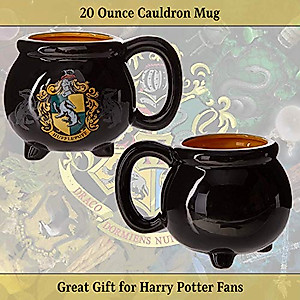 Silver Buffalo Harry Potter House Hufflepuff Crest Cauldron Ceramic 3D Sculpted Mug, 20 oz