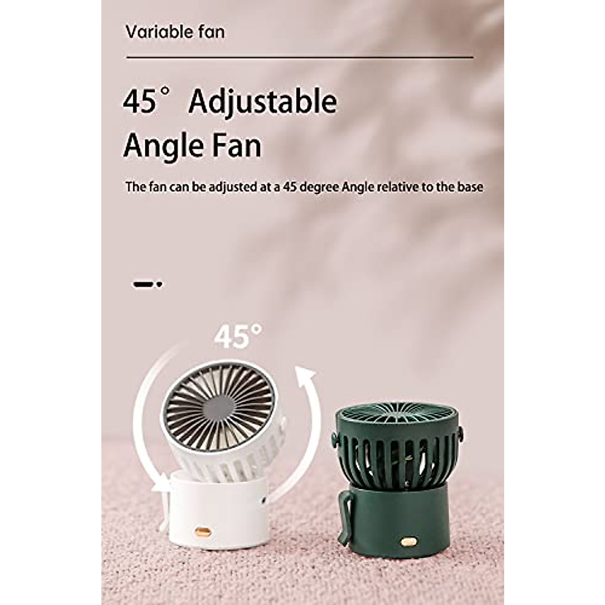 Amadething Portable Neck Fan, Desk Fan, Rechargeable Personal Small Fan, Mini Fan, Portable Neck Fan with 3 Wind Speeds (Pink)