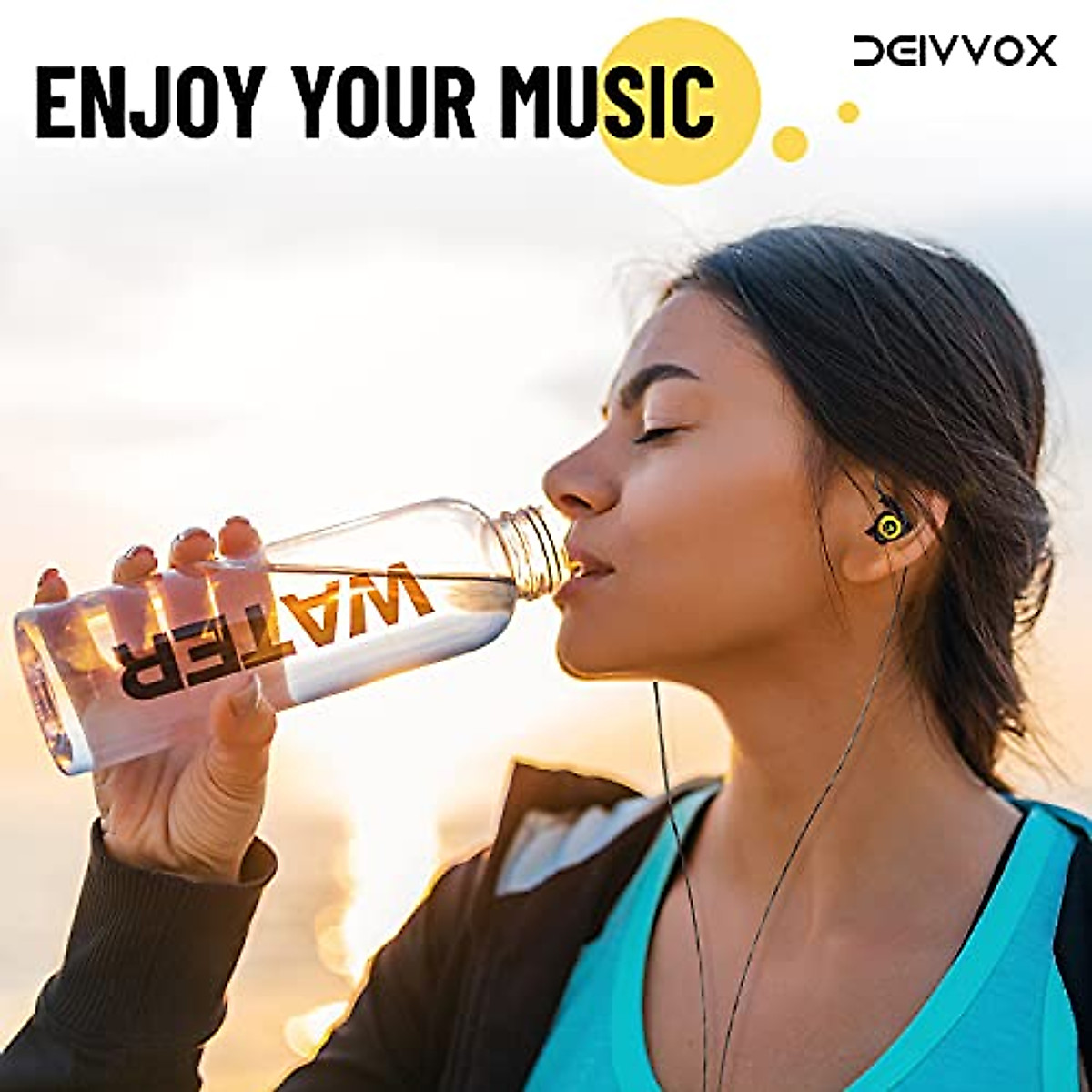 DEIVVOX Wired Earbuds with Microphone and Volume Control - Sports Earphones Durable Wire Over Ear Hook - Compatible with Cell Phones Samsung Sony Computer Laptop Kids and Gaming Devices 3.5 mm Jack