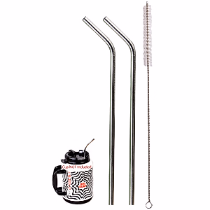 2 Big Gulp 11.5" JUMBO Stainless Steel Straw for 64 oz LONG Drinking Wide Insulated Whirley Travel Mug 7-11 Truck Stop Cup