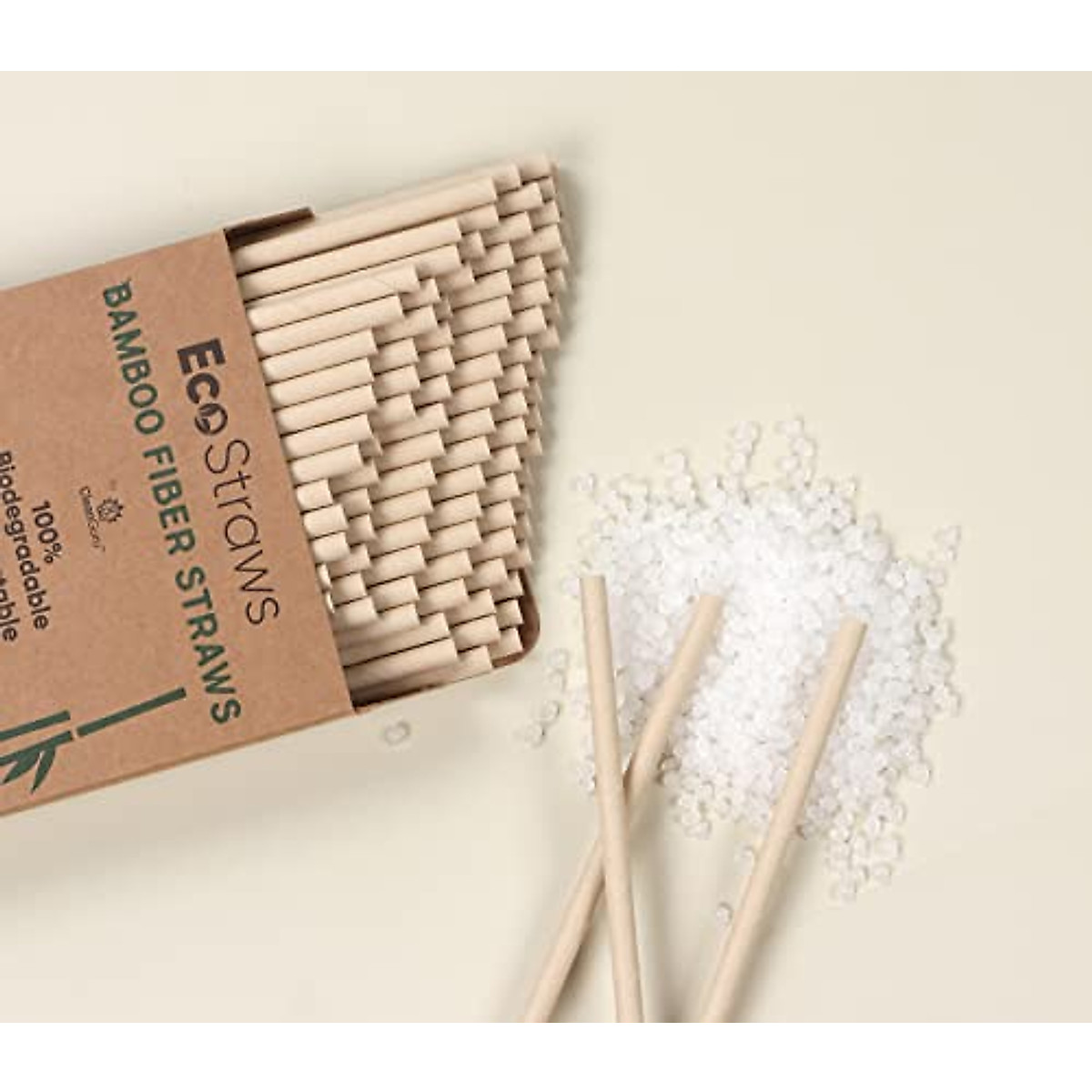 Eco Straws Disposable – Biodegradable Bamboo Paper Straw – Natural Compostable Long Drinking Straws for Cocktail, Smoothie, Coffee, Cereal, and Soft Drinks – Plastic Straws Alternative - 100pcs
