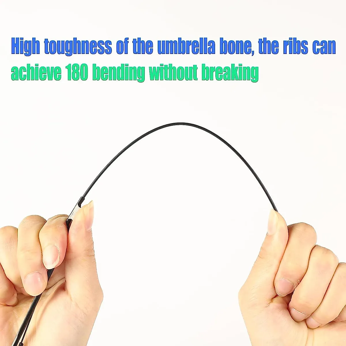 GAOYAING 46 Inch Large Automatic Travel Umbrella, 12 Ribs Windproof Design, Heavy Duty Strong 210T Pongee Fabric Folding Umbrella with Sleeve, Black