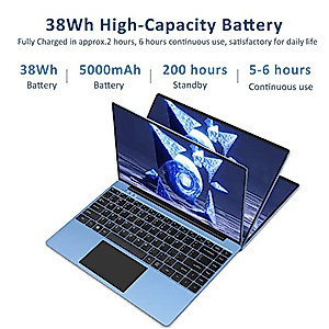 Ruzava Windows 10 Laptop Computers, 14" 6GB RAM 128GB SSD Support 1TB SSD Expansion, 1920x1080 FHD Traditional Laptop for Work Study Entertainment-Blue