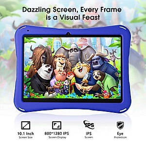 SGIN 10 Inch Tablet for Kids, Android 12 Kids Tablet with Kids Case, 2GB RAM 64GB ROM, 5000mAh, 1280 * 800 Display, Dual Camera, WiFi, Educational Games, Yellow Butterfly Handle