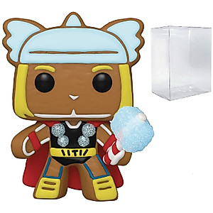 Funko POP Marvel: Holiday - Gingerbread Thor Pop! Vinyl Figure (Bundled with Compatible Pop Box Protector Case), Multicolored, 3.75 inches