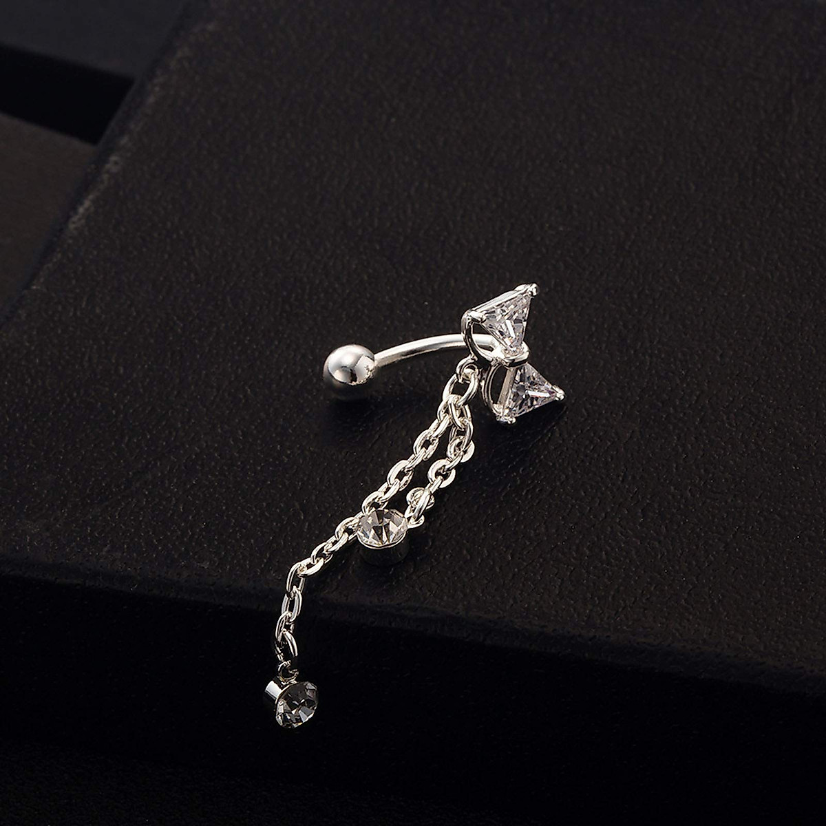 Kinsing 14G Reverse Dangle Bow Belly Button Ring Surgical Steel Bow Navel Ring for Women Body Piercing Jewelry