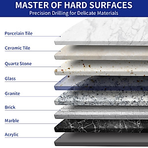 Ouraqto 8 Pcs Diamond Drill Bit Set Hole Drill Bits for Ceramic,Glass,Porcelain,Marble,Granite & More Hard Materials,Versatile Tools Tile Drill Bits for Efficient,Precise Drilling,Blue