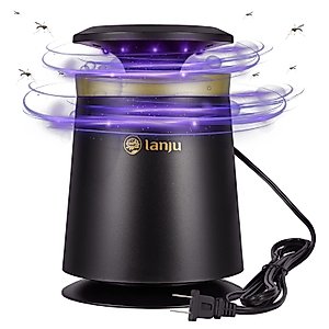 lanju Fly Traps for Indoors, Non-Zapper Mosquito Catcher Gnat Moth Fruit Flies Insect Trap with Strong Suction, Quiet Odorless Air Drying Home Mosquito Killer Bug Trap(Black-Round)