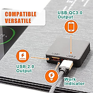 Foldable Solar Panel Charger w/ 5V/12V USB Ports 30W Portable Solar Charger for Cell Phone, Power Bank, Laptop, Digital Camera, Drone, etc.