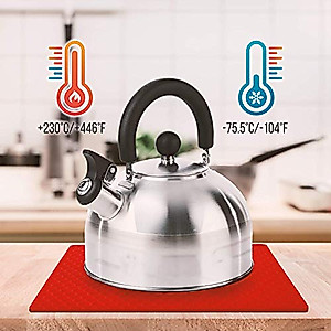 KITCHENATICS Trivets for Hot Dishes, Silicone Trivets for Hot Pots & Pans, Hot Pads for Kitchen, Pot Holders for Kitchen Heat Resistant Mats for Countertop, Silicone Trivet Mat Hot Plates, Red 4Pcs