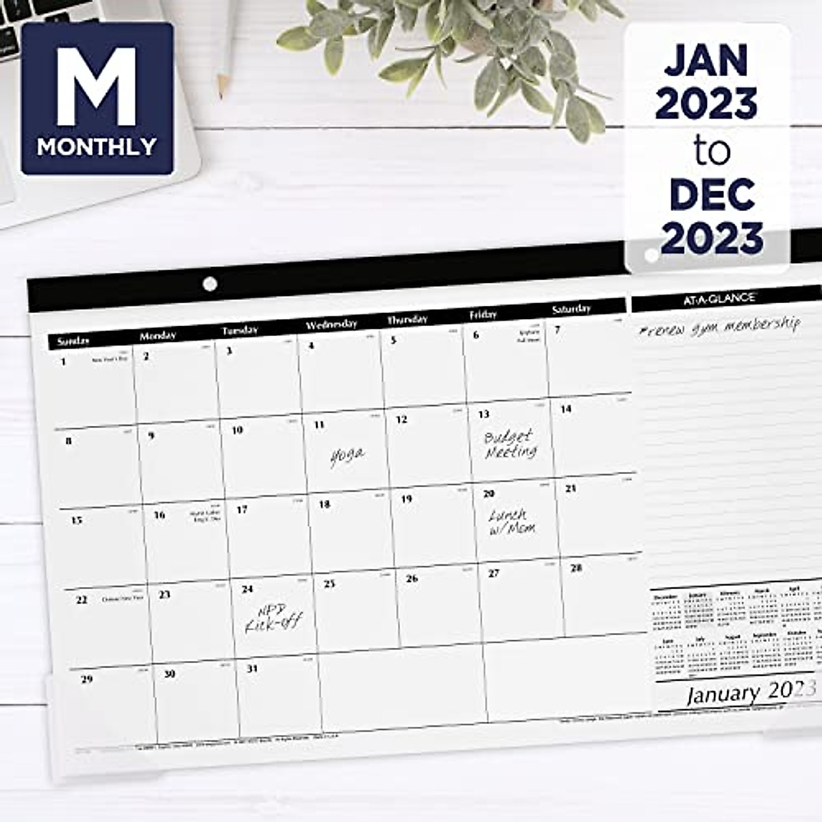 AT-A-GLANCE 2023 Desk Calendar, Desk Pad Calendar, 17-3/4" x 11", Compact (SK1400)